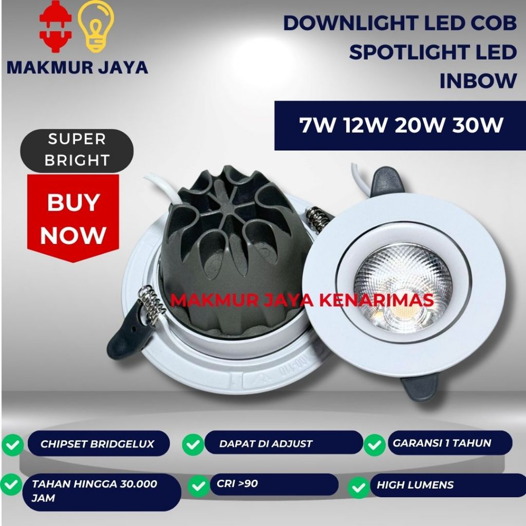 Jual LAMPU SOROT COB SPOTLIGHT SPOT LIGHT LED DOWNLIGHT PLAFON 7W 12W 20W 30W CHIP BRIGELUX ...