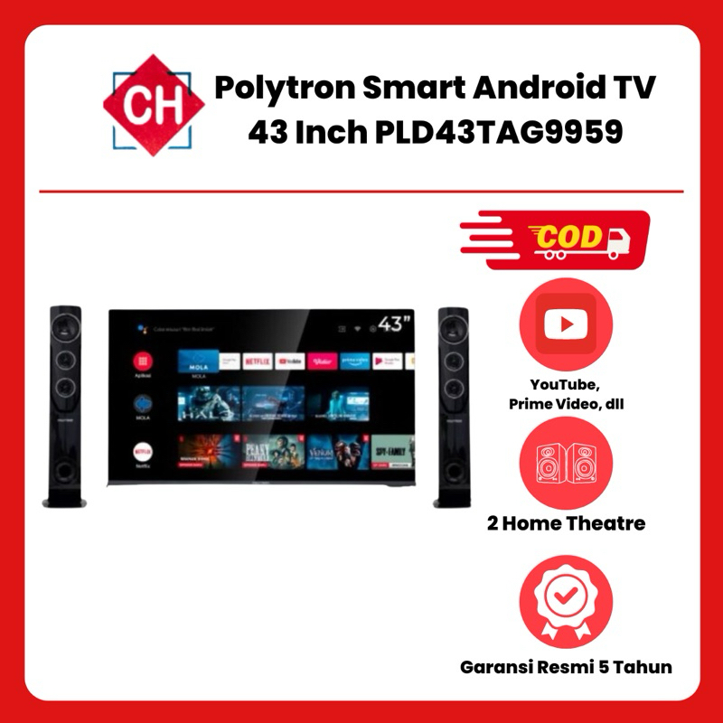 Jual Polytron Smart TV Android PLD 43TAG9959 43 Inch With Speaker (Free ...