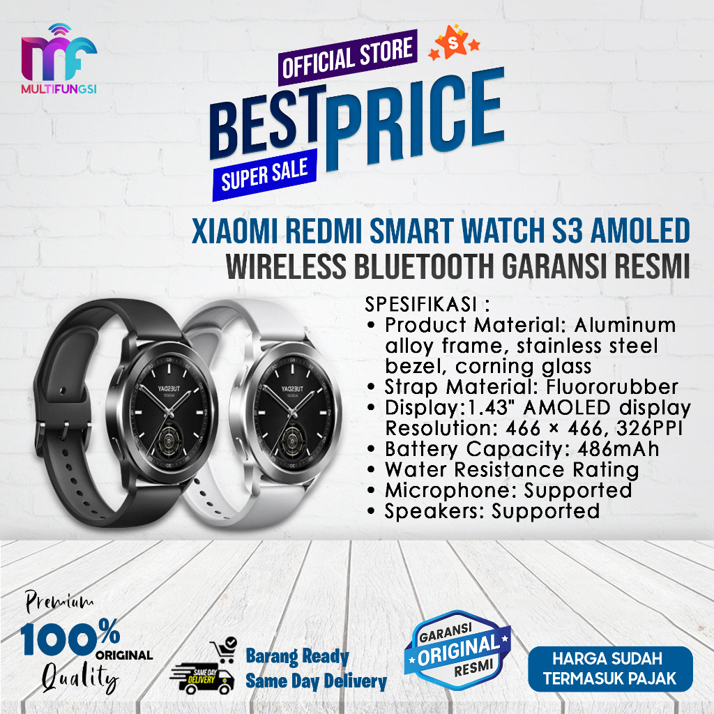 Jual Xiaomi Redmi Smart Watch S3 Amoled Wireless Bluetooth Garansi ...