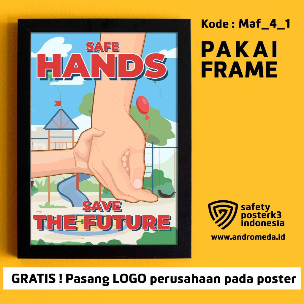 Jual Poster K3 Slogan Safety, Kampanye Keselamatan Tangan 4_1 + Frame ...
