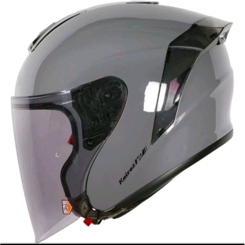 Jual NJS KAIROZ V2 STONE GREY GLOSSY SOLID ORIGINAL | HELM MOTOR HALF ...