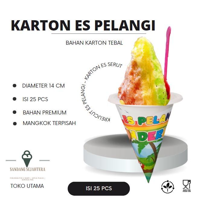 Jual Cup Es Gabus 25pcs Kertas Es Serut Kertas Es Pelangi Cap Es ...