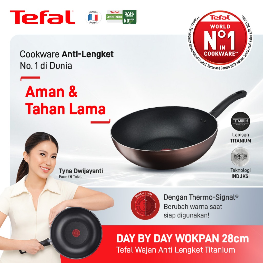 Jual Tefal Wajan Anti Lengket / Penggorengan / Pan - Day by Day Wokpan 28cm - Garansi 1 Tahun ...