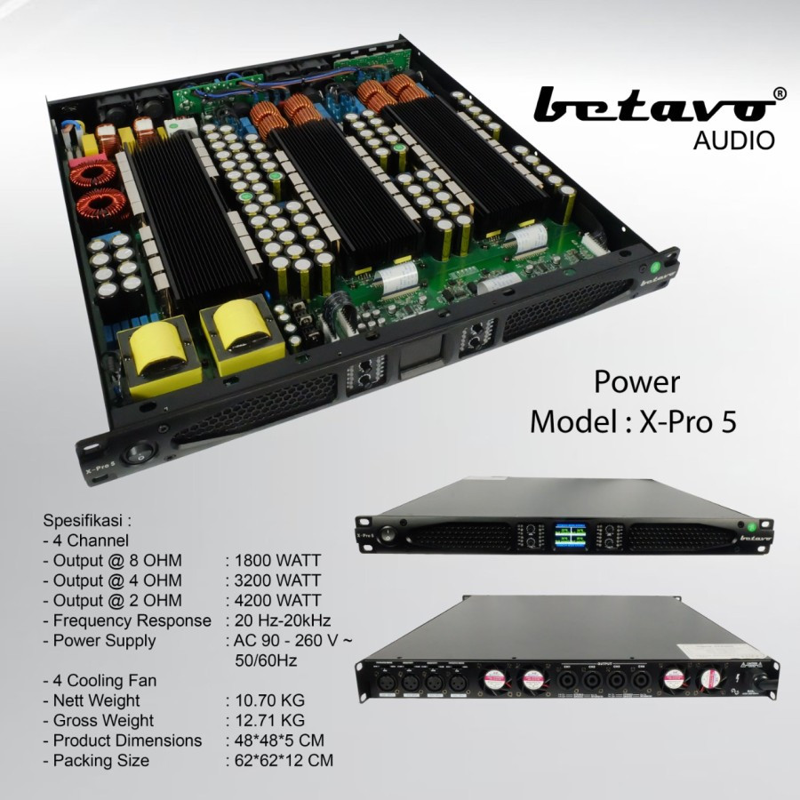 Jual POWER AMPLI BETAVO 4 CHANNEL X-PRO 5 PROFESSIONAL GARANSI 1 TAHUN | Shopee Indonesia