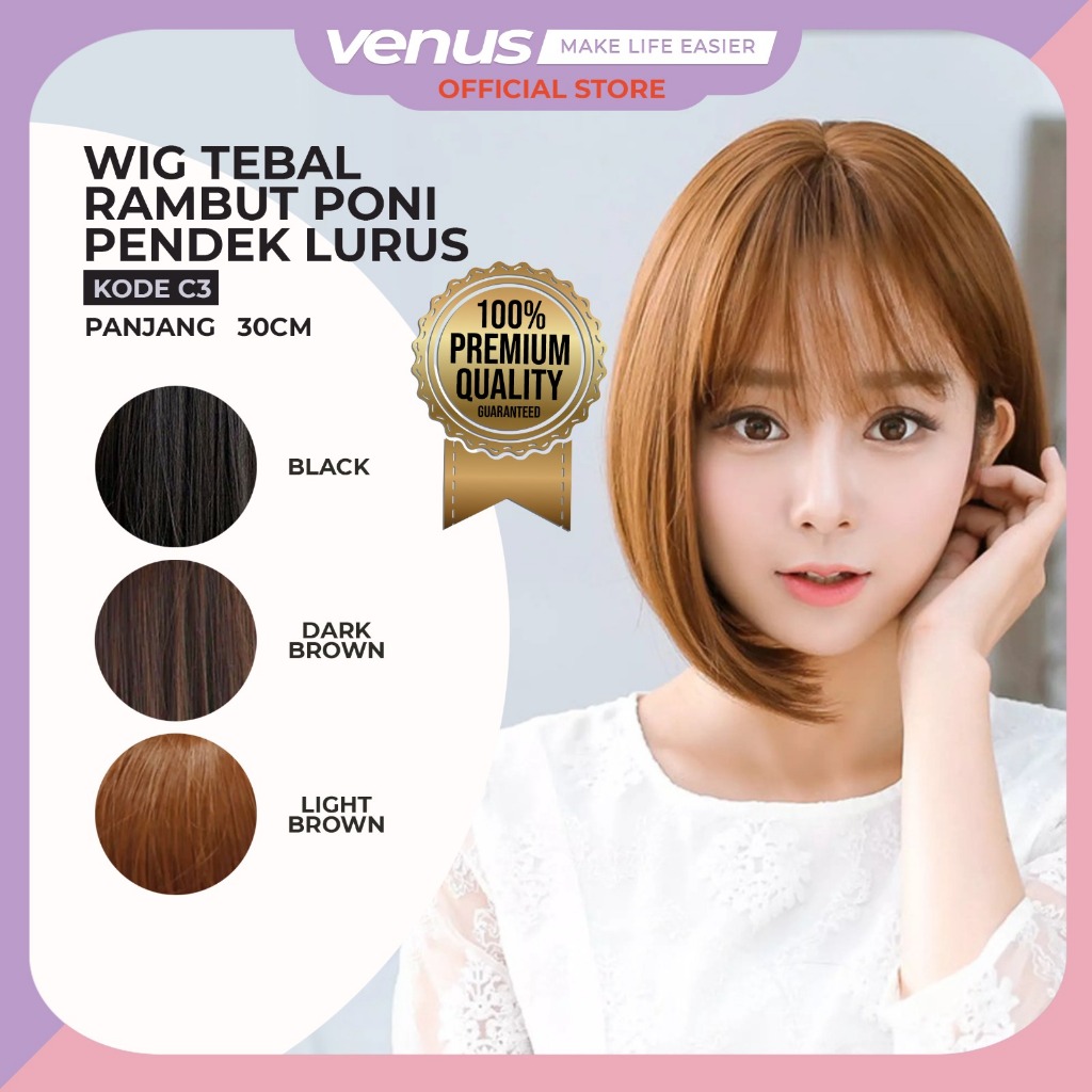 Jual OLSEE - Wig TEBAL Rambut Wig Poni Pendek Lurus Wanita Korean ...