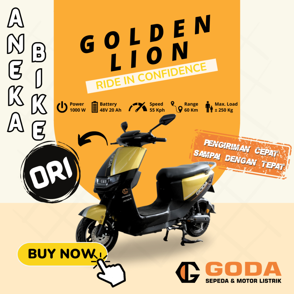 Jual Motor Listrik GODA GD200 Garansi Resmi - GD 200 Golden Lion ...