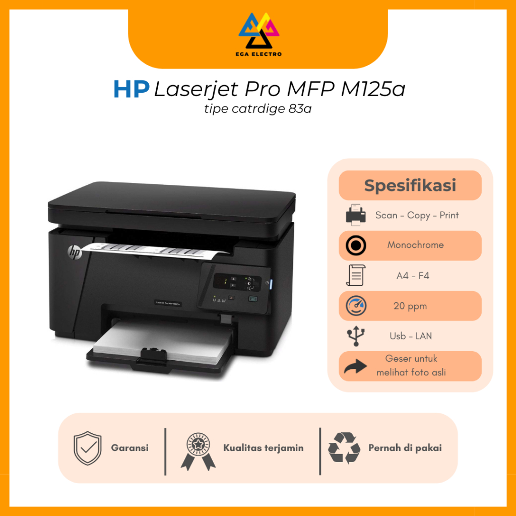 Jual printer hp laserjet pro mfp m125a second siap pakai | Shopee Indonesia