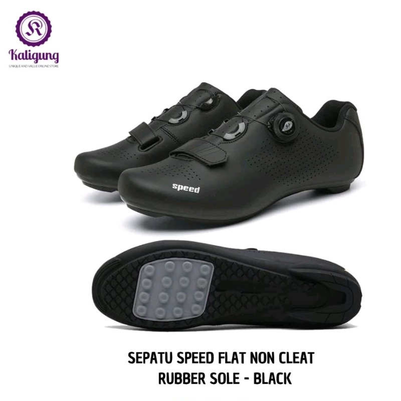 Jual Sepatu Sepeda SPEED Flat Non Cleat BLACK - Rubber Sole Shoes ...