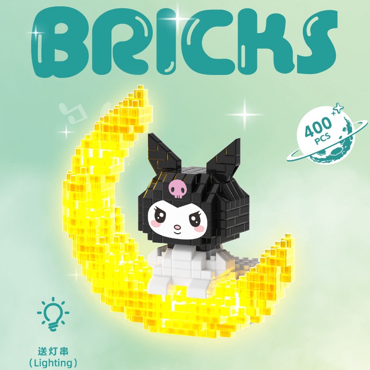 Jual un Bisa Bersinar223New Mainan Balok Susun Sanrio kuromi Mainan ...