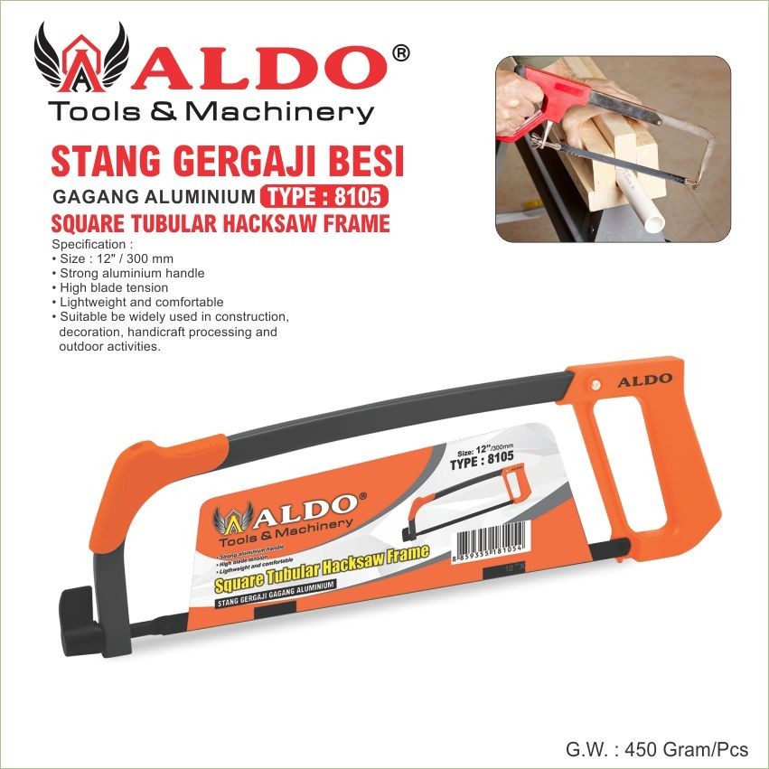 Jual STANG GERGAJI BESI HANDLE ALUMINIUM 12" 8105 / HACK SAW MERK ALDO ...