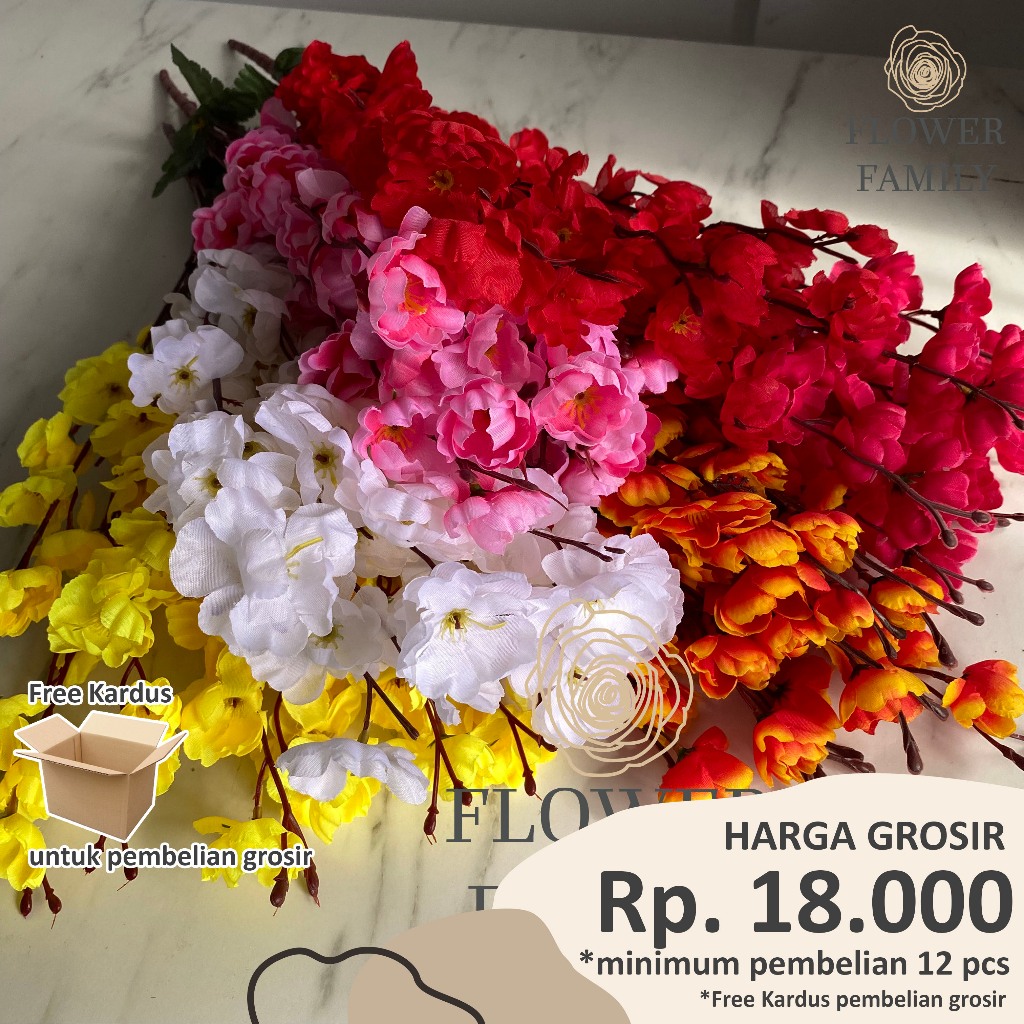 Jual Flower Family - [7 Cabang] Bunga Palsu Hias Sakura Impor ...