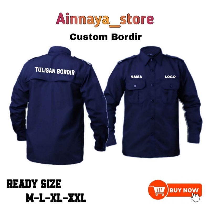 Jual KEMEJA PDL/PDH LENGAN PANJANG CUTOM BORDIR NAMA & LOGO | Shopee Indonesia