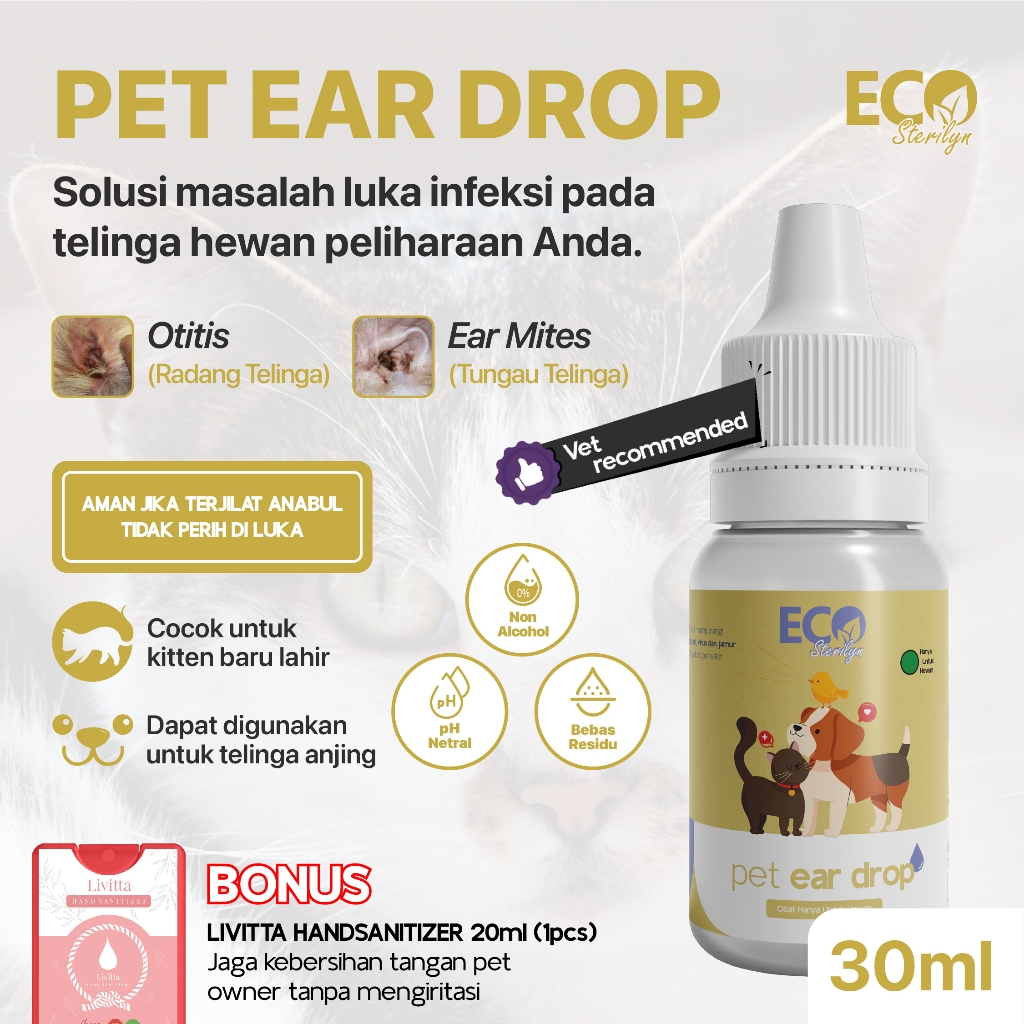 Jual Ecosterilyn Obat Tetes Telinga Kucing/Anjing Untuk Conge, Ear ...