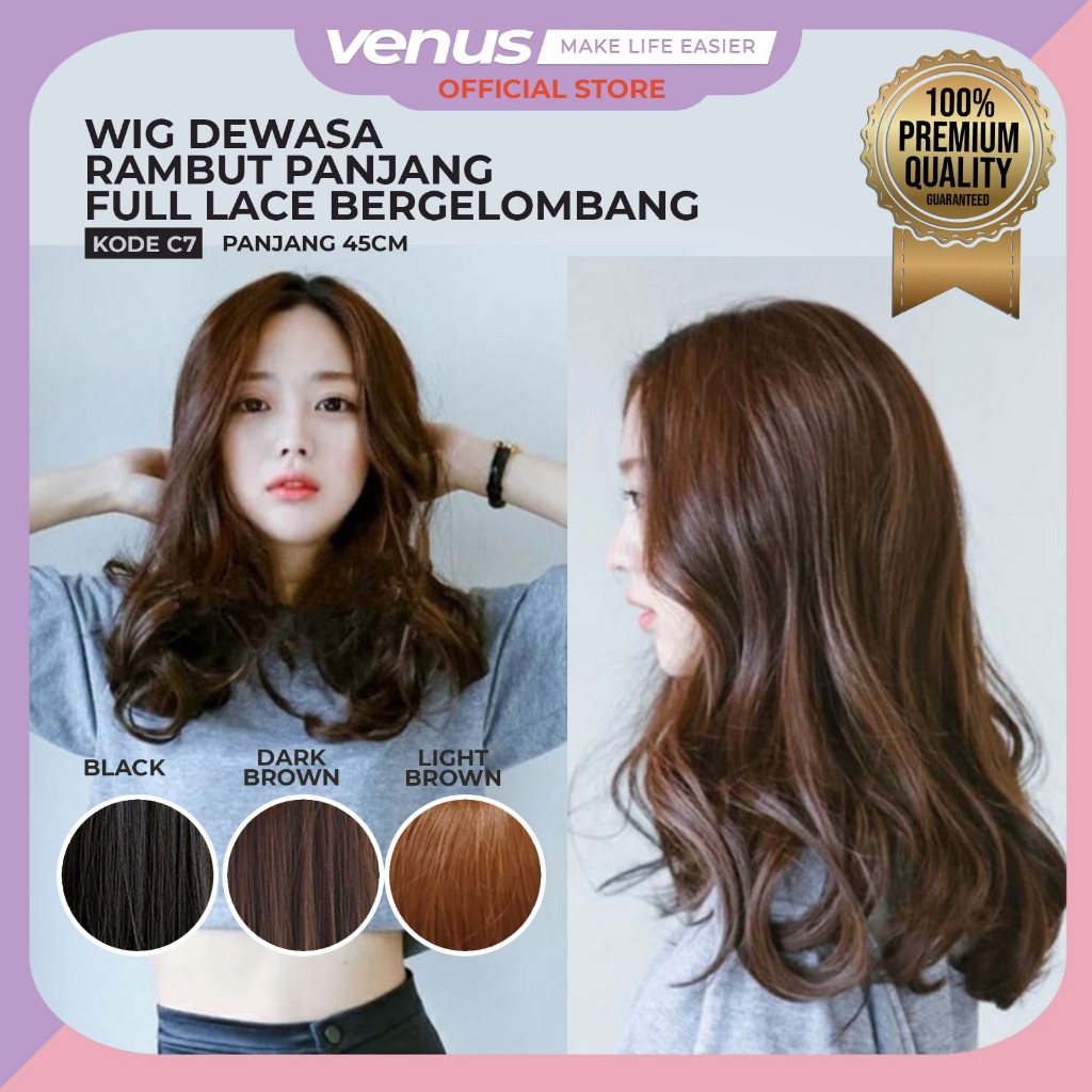 Jual VENUSJKT - Wig DEWASA Rambut Panjang Full Lace Bergelombang / Hair ...
