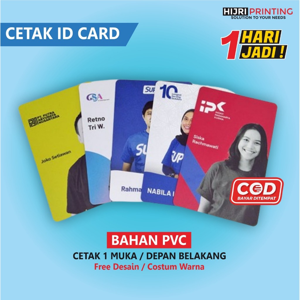 Jual CETAK ID CARD SATUAN CUSTOM BAHAN PVC PRINT UV ANTI AIR / KARTU MEMBER PELAJAR MAHASISWA ...