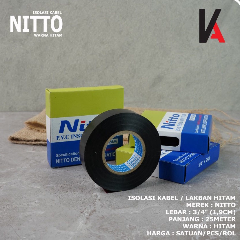 Jual Promo Irit ISOLASI NITTO LISTRIK ORIGINAL TAPE HITAM PVC KABEL ...