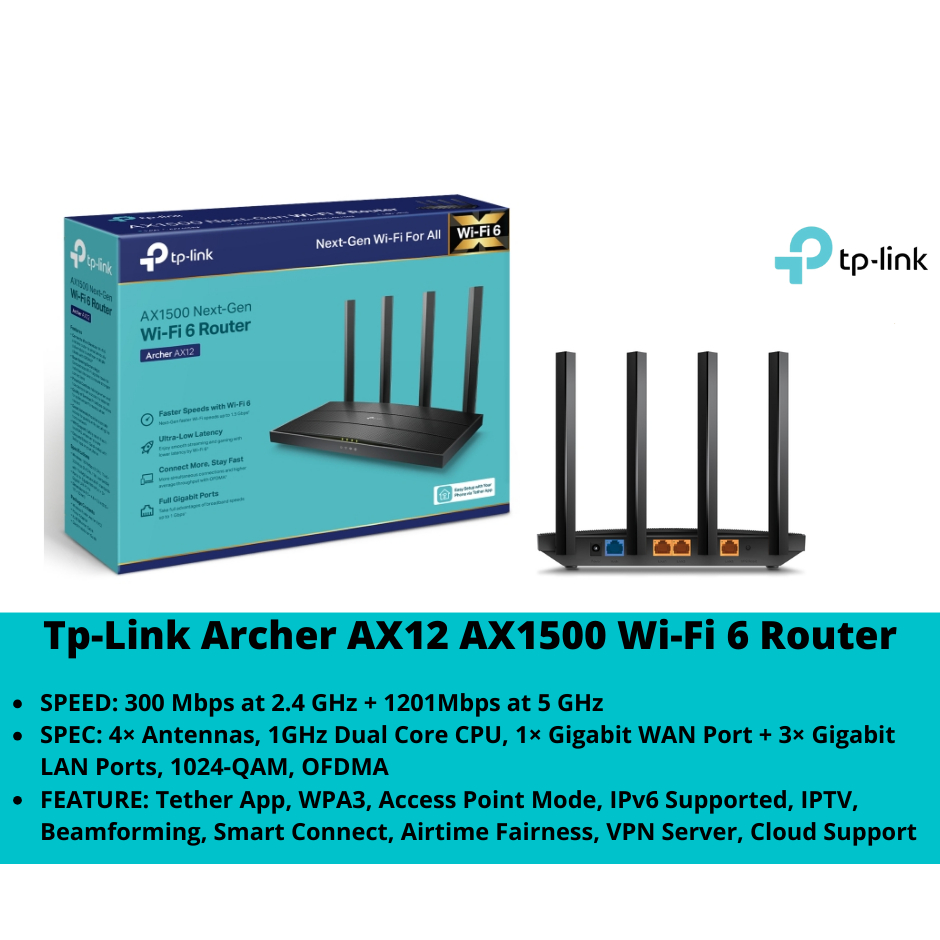 Jual TP-Link Archer AX12 AX1500 Wi-Fi 6 Wireless Dual-Band Gigabit ...
