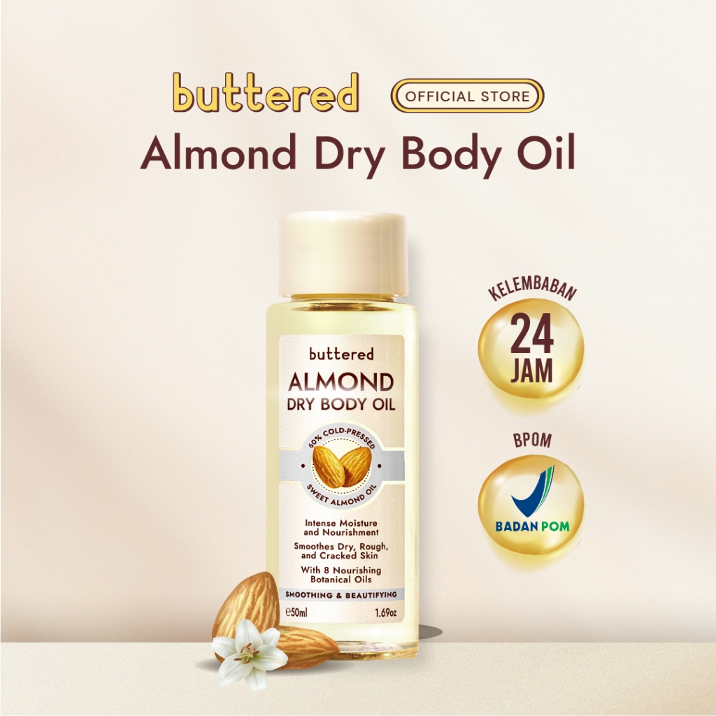 Jual Buttered Almond Dry Body Oil 60% Cold Pressed Sweet Almond Oil Vitamin E dan Antioksidan ...