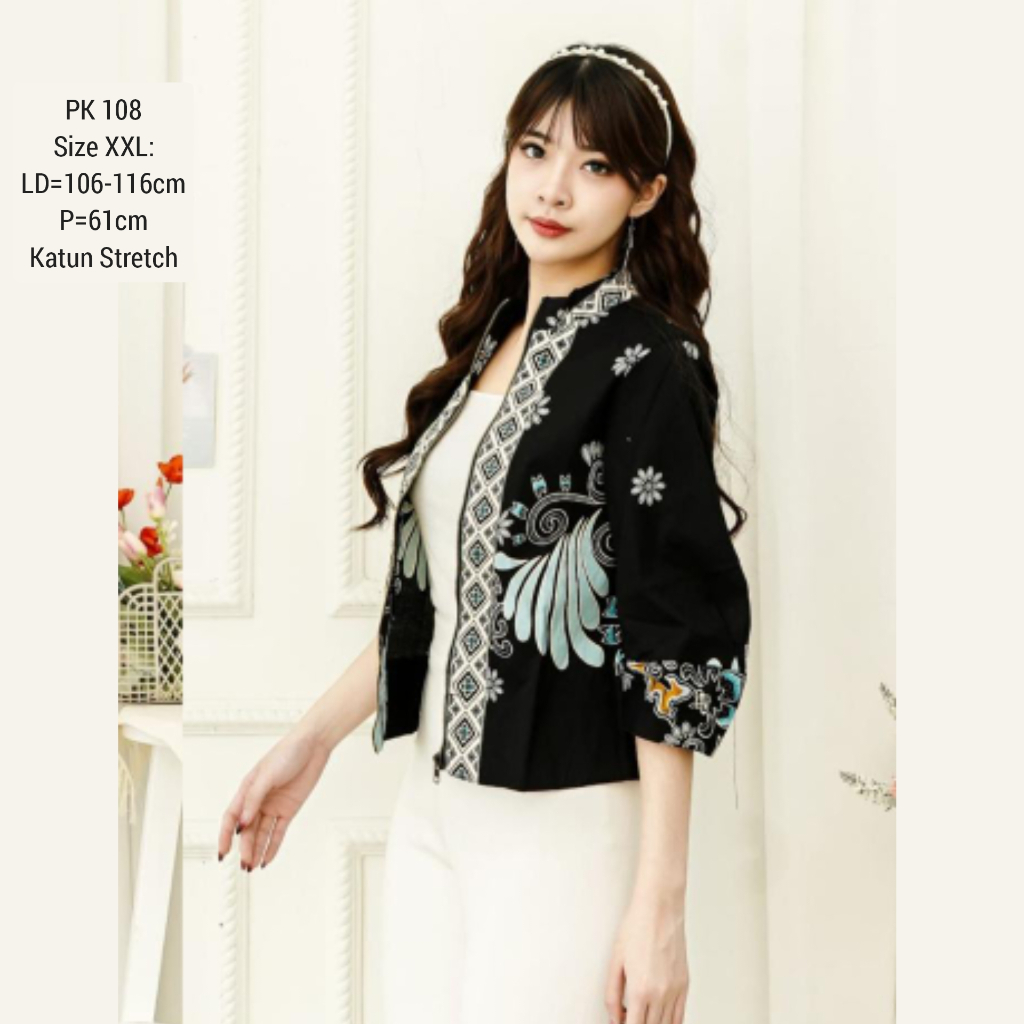 Jual BLOUSE JAKET BOMBER FAIRA BATIK 108 MODERN ATASAN WANITA KERJA ...