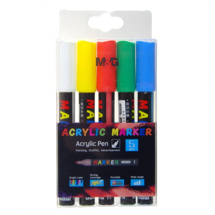 Jual M&G Spidol Akrilik/ Acrylic Marker Set 5 Multifungsi Paint Marker ...