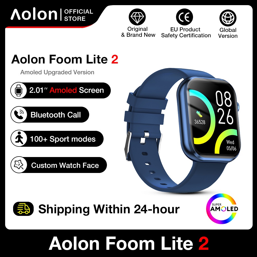 Jual Aolon Foom Lite 2 Smartwatch Amoled Screen Always On Display ...