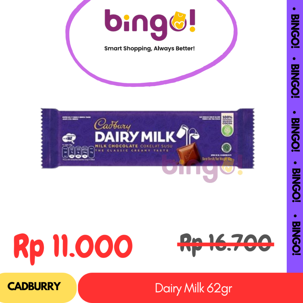 Jual Cadbury Dairy Milk Chocolate Original Regular 62g | Shopee Indonesia