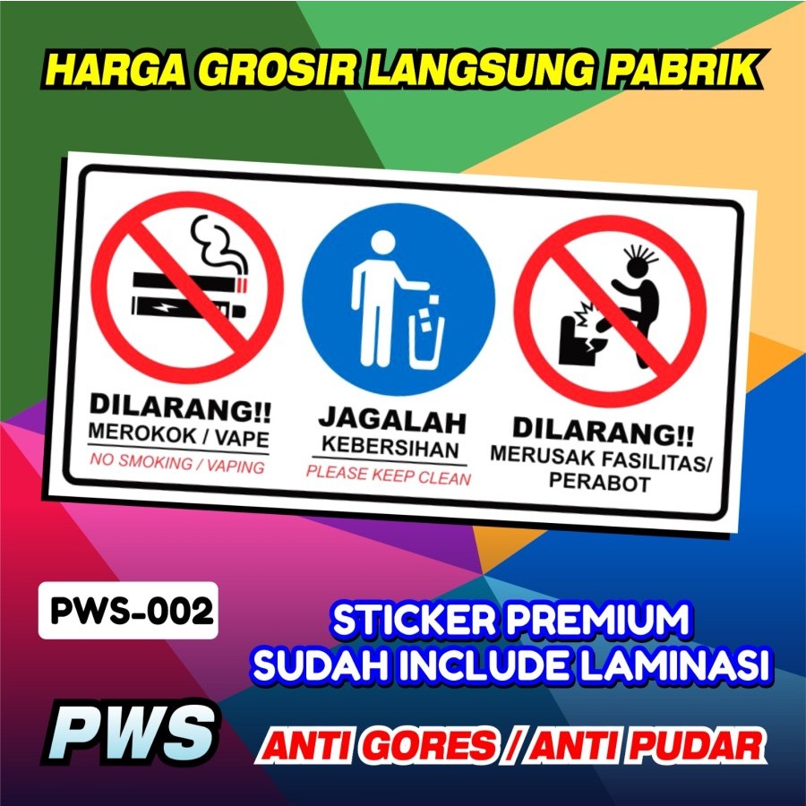 Jual Stiker 30x40 Safety Sign K3 Laminasi Dilarang Merokok Jagalah ...