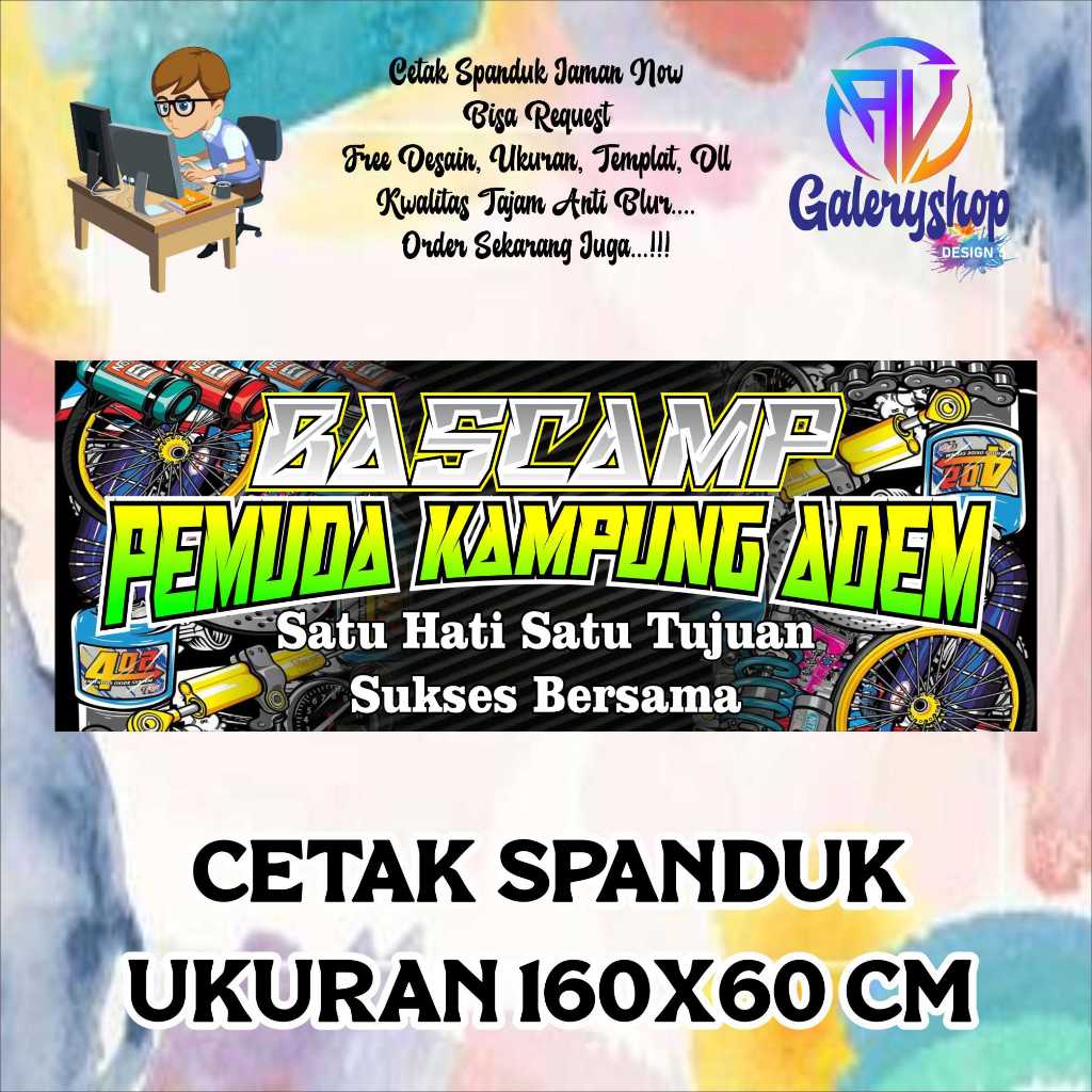 Jual spanduk, banner bengkel base camp, komunitas, dll custom 160x60 cm ...