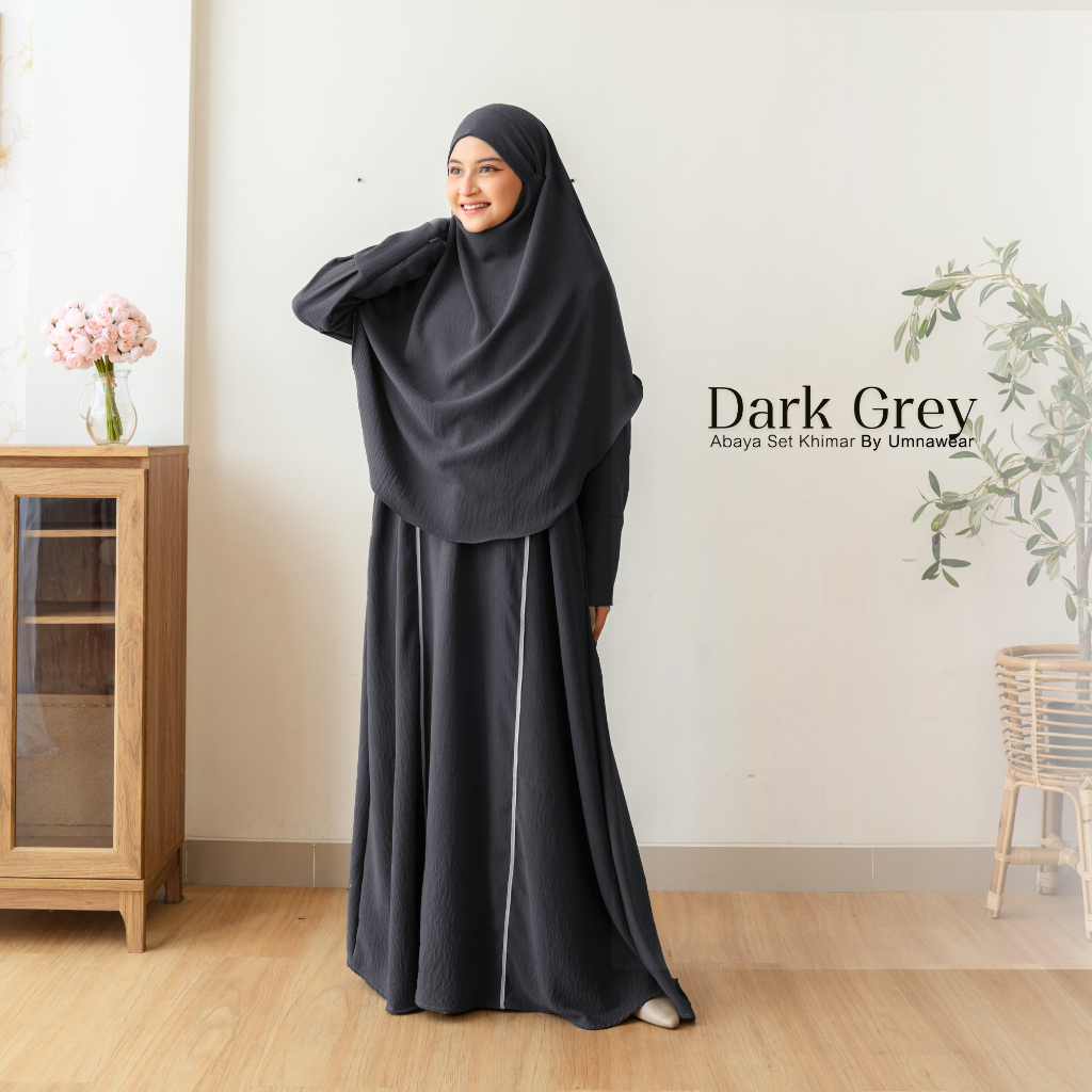 Jual Faheera Abaya Set French Khimar Wanita Gamis Syari Umroh (Abaya List set Hijab) By Umnawear ...