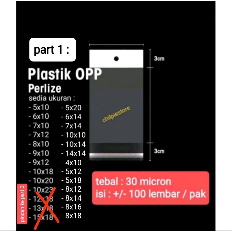 Jual (Part 1)(isi 100) Plastik OPP Perlize display/gantung 5x10, 6x10 ...