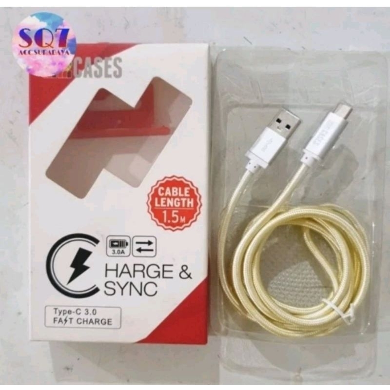 Jual kabel type-c usb type c kabel data type c fast charging 3A murah ...