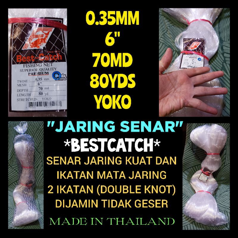 Jual JARING SENAR BESTCATCH 0.35MM 6INCI YOKO DOUBLE KNOT FISHING NET ...
