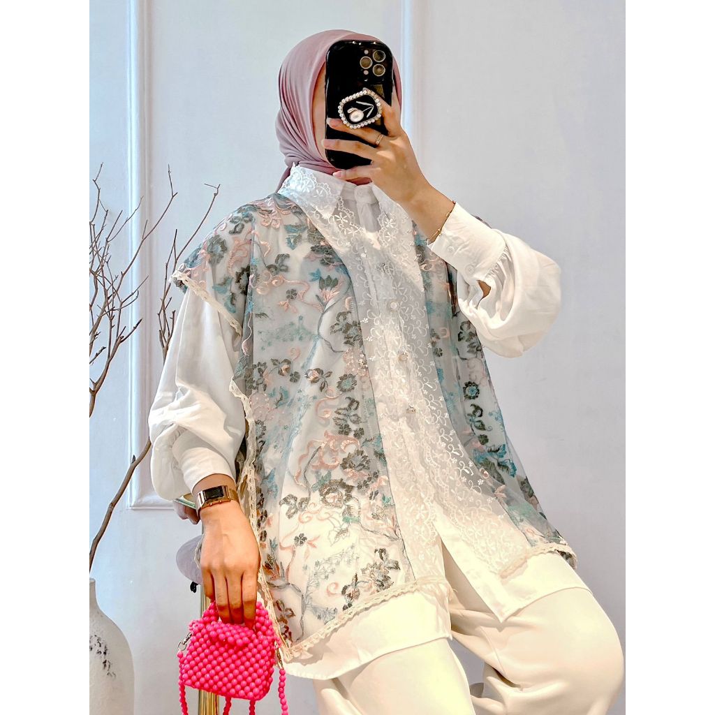 Jual Kemeja Wanita Korean Style Vest Brukat Clowy | Shopee Indonesia