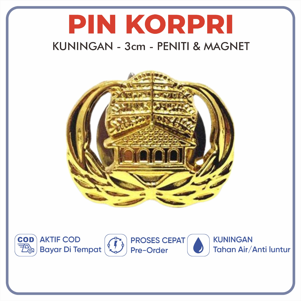 Jual PIN KORPRI BAHAN KUNINGAN 3CM | Shopee Indonesia