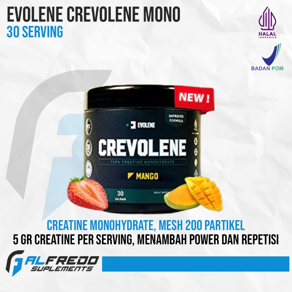 Jual EVOLENE Crevolene Monohydrate 30 Serving Creatine ATP Muscle Build ...