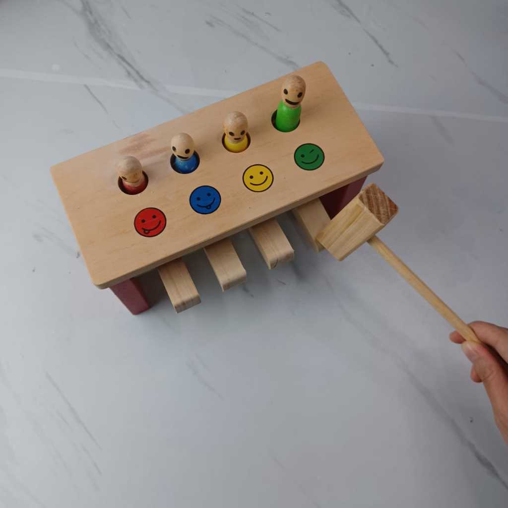 Jual Palu Loncat Emoticon Hammer Set Pasak Kayu Mainan Edukasi Anak ...