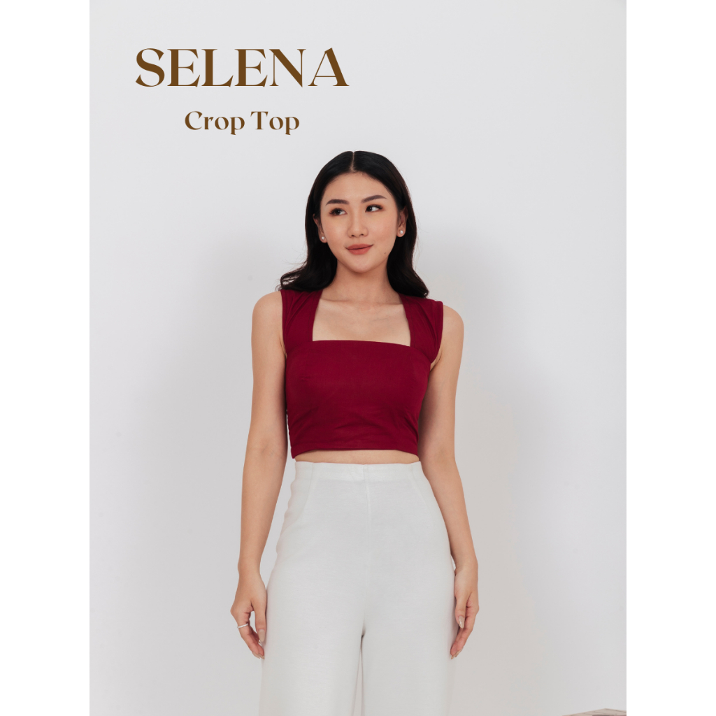 Jual Selena Cotton Crop Top / Sleeveless Top Wanita / Tank Top Cup Bra / Basic Crop Top | Shopee ...