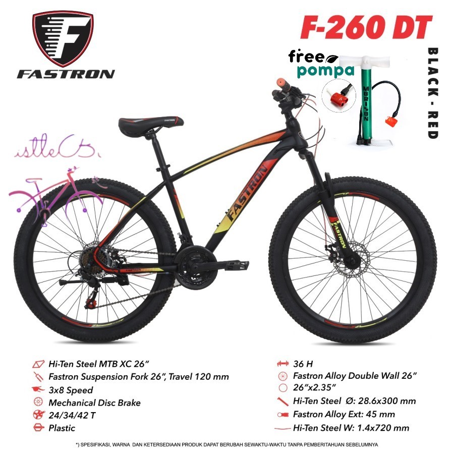 Jual (FREE POMPA)Sepeda Gunung MTB Fastron F260 DT & DX 24& 26 INCH 3x7 speed | Shopee Indonesia