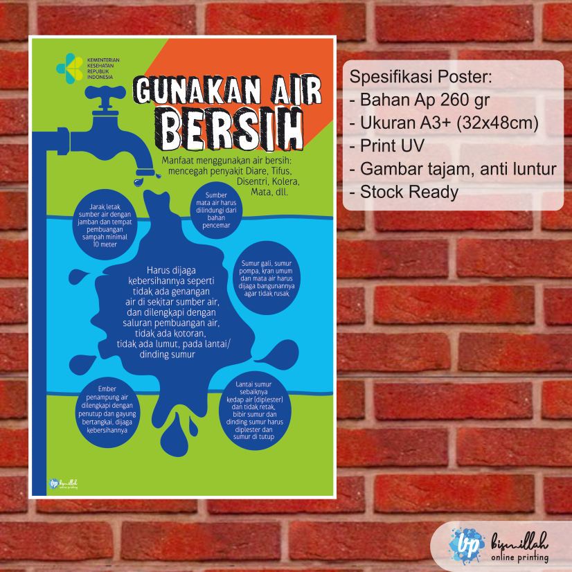 Jual Poster kesehatan gunakan Air bersih | Shopee Indonesia