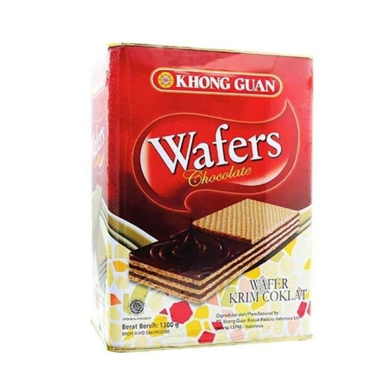 Jual Khong Guan Wafer Tin Cokelat 1300 gr / Kue Kaleng Khong Guan Wafer ...