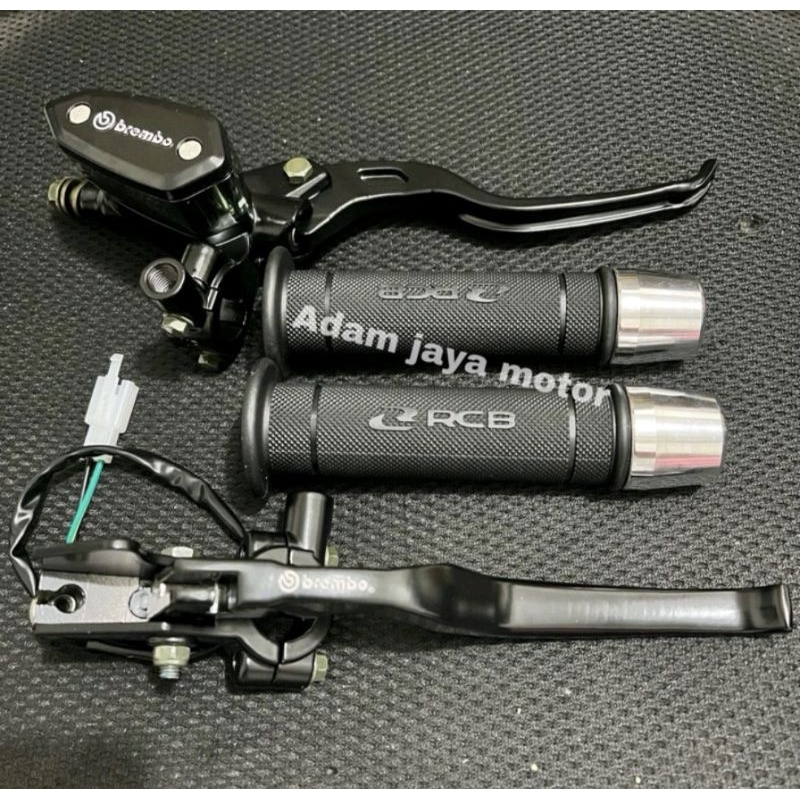 Jual Paket Master rem tabung tipe Oval + RCB Original Handgrip HG55 + Jalu stang HITAM CNC ...
