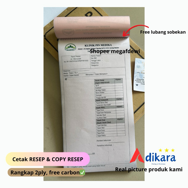Jual NOTA 1/3F4 2ply 2rangkap RESEP COPYRESEP RANGKAP 2PLY NCR | Shopee ...