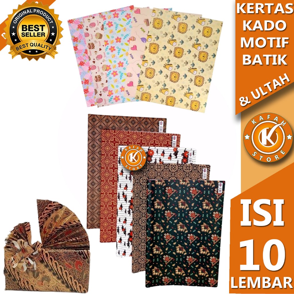 Jual KERTAS KADO, BUNGKUS KADO MOTIF BATIK DAN ULANG TAHUN 10 LEMBAR ...