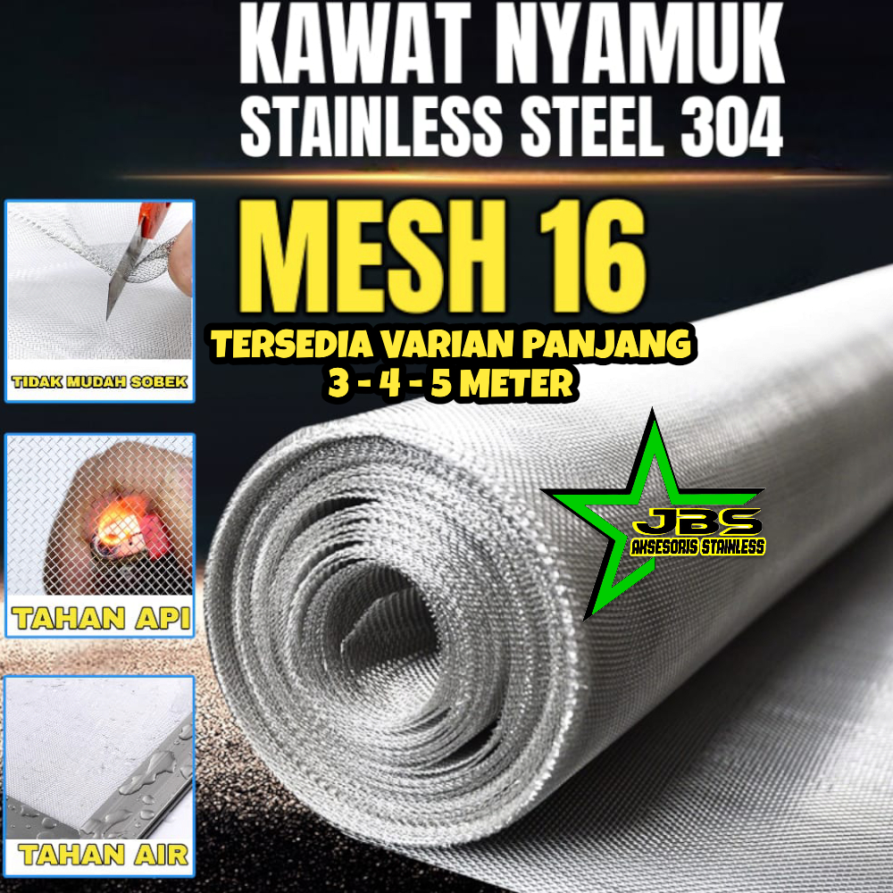 Jual kasa/kawat nyamuk stainless 304 Mesh 16x0.28mm | Shopee Indonesia