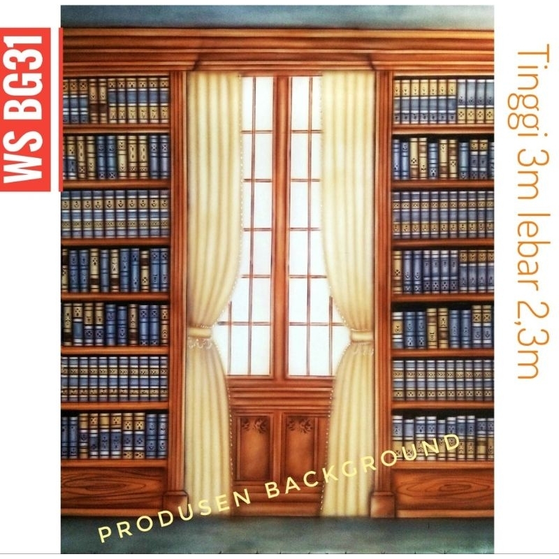 Jual Background Foto Wisuda rak buku 3x2,5m portrait WS BG31 | Shopee ...
