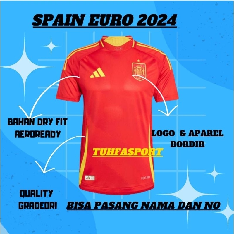 Jual JERSEY SPANYOL EURO 2024 BAJU BOLA TIMNAS SPAIN HOME AWAY GRADE ...