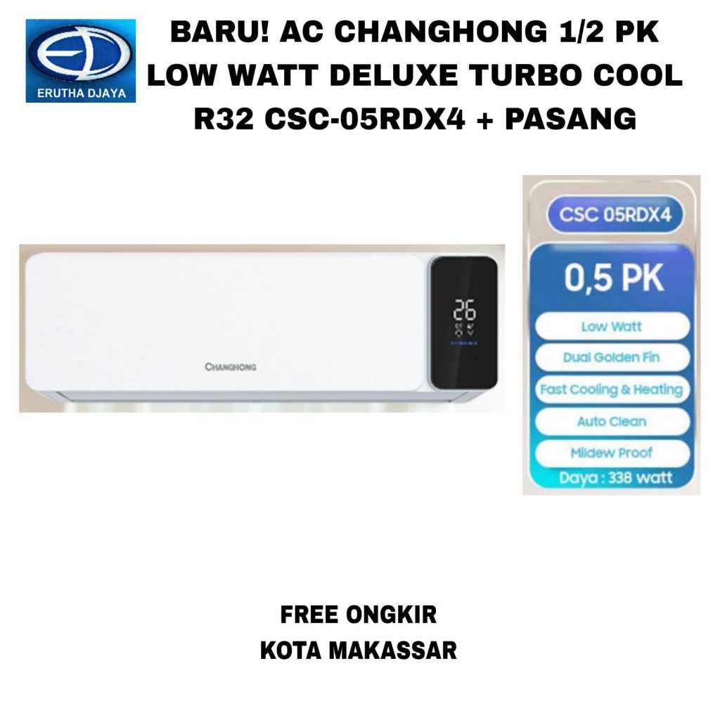 Jual AC CHANGHONG 1/2 PK LOW WATT DELUXE TURBO COOL R32 CSC05RDX4 | Shopee Indonesia