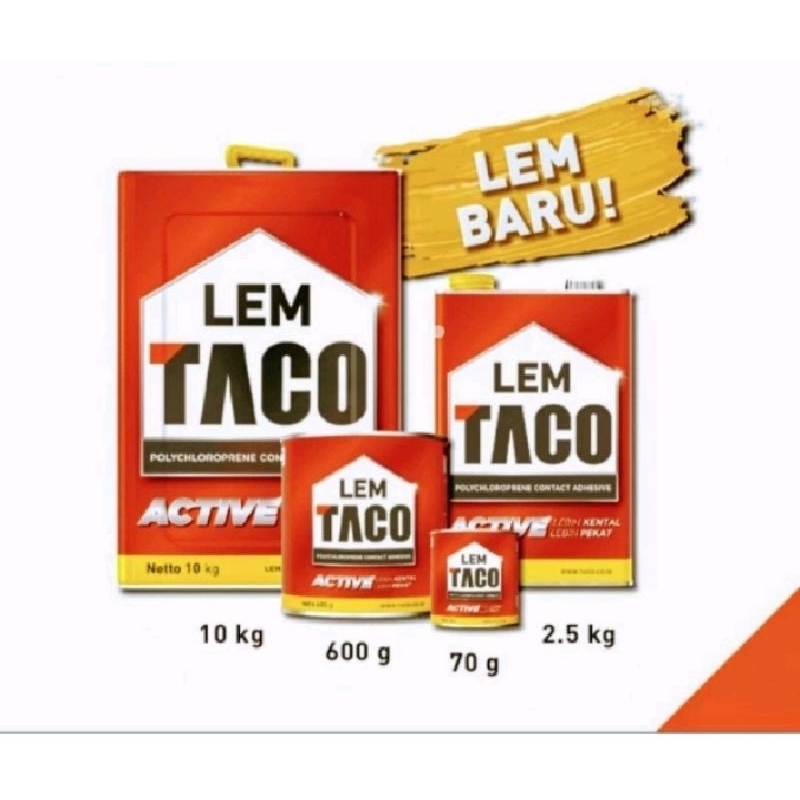 Jual Lem Kuning 70Gr dan 600Gr Taco Active/Lem HPL/Lem Kayu/Lem Triplek ...