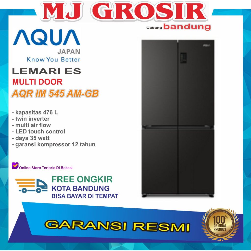 Jual KULKAS AQUA JAPAN AQR IM 545 AM GB LEMARI ES 4 PINTU SIDE BY SIDE | Shopee Indonesia