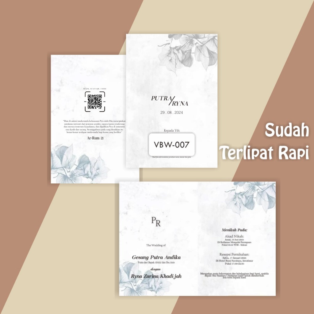 Jual Undangan Costum Template Hitam Putih, Undangan Seri VBW, Undangan ...